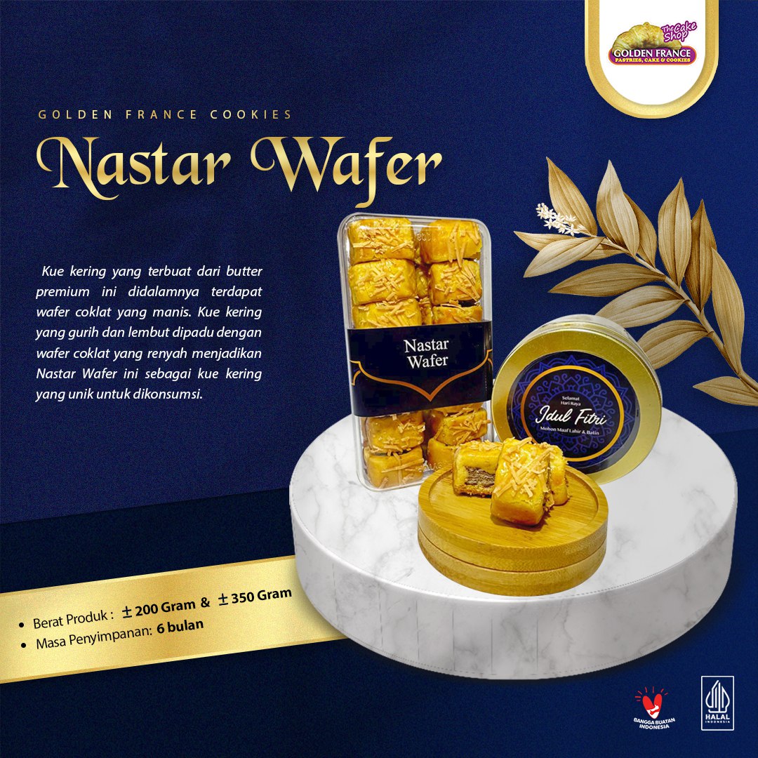 Kue Kering Cookies Nastar Wafer - Golden France - 081400343474